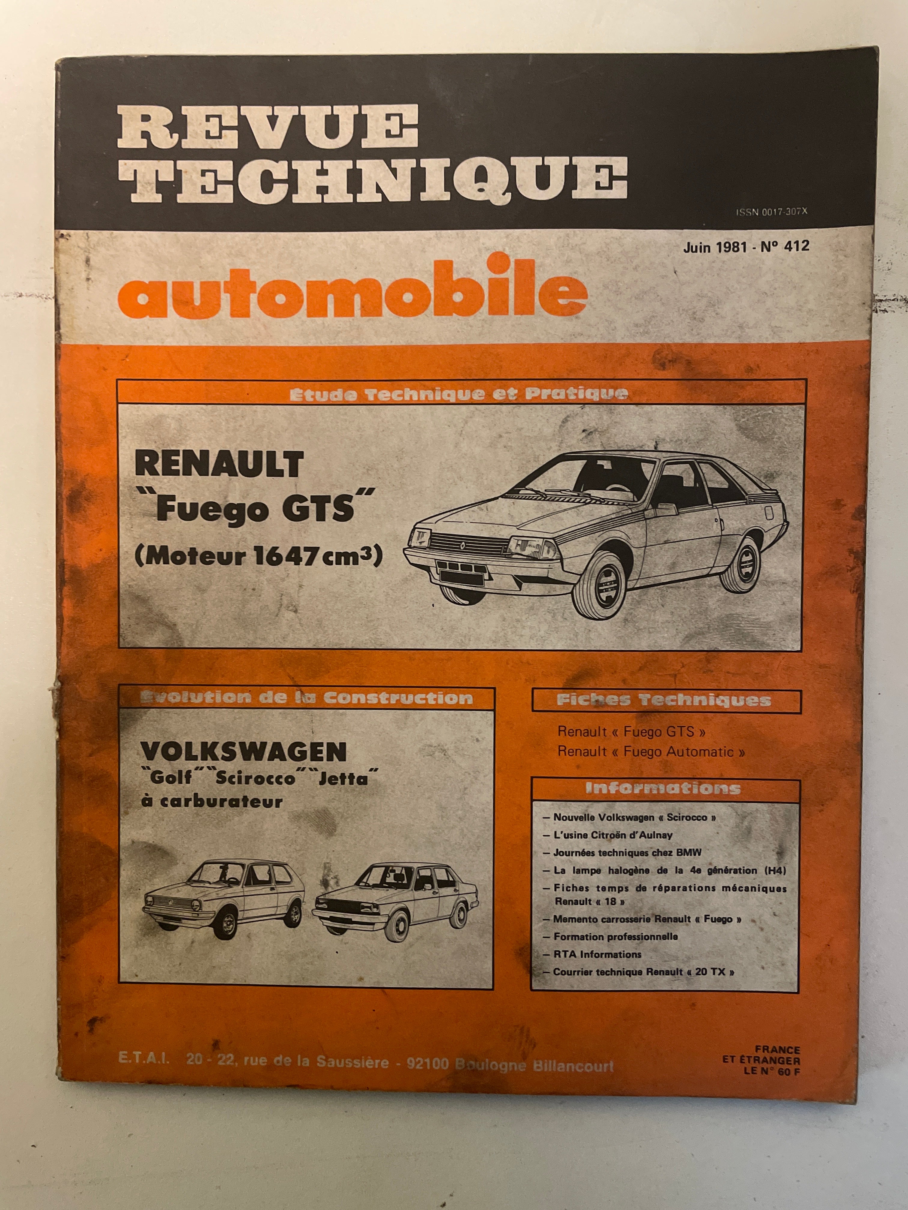 Revue technique RENAULT FUEGO GTS – LA BROCANTE DU DIESEL